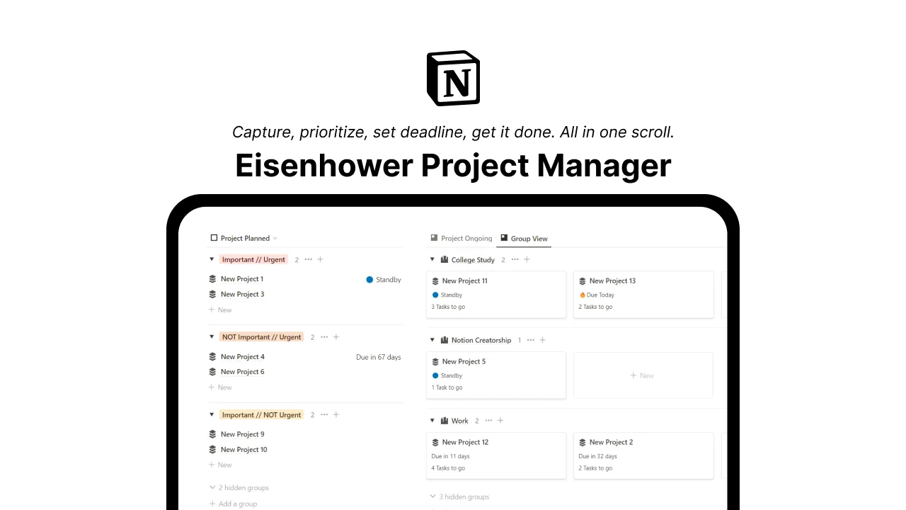 Notion Eisenhower Project Manager - Notionland Template Gallery Notion Eisenhower Project Manager - Notionland Template Gallery